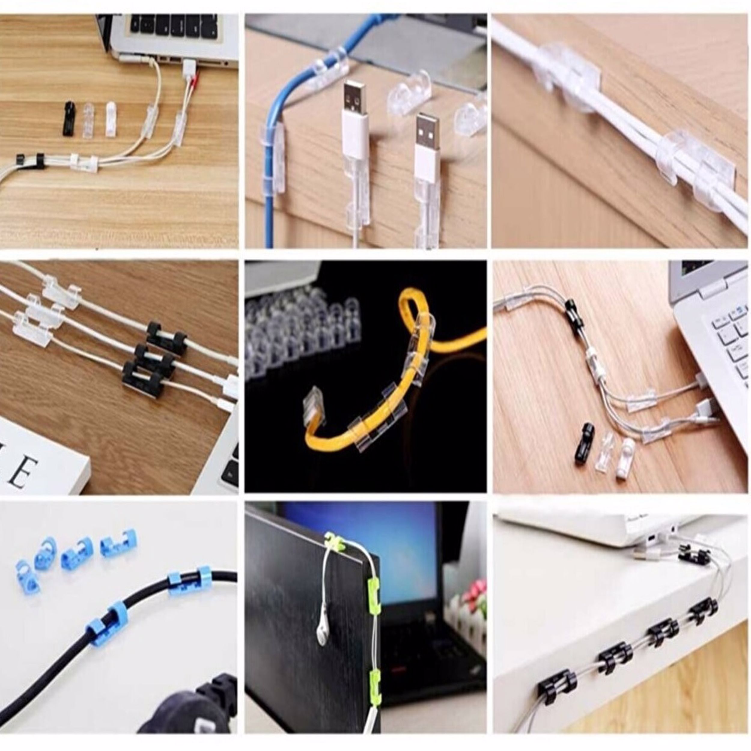 20'li Yapışkanlı Kablo Düzenleyici Ve Toplayıcı Klips